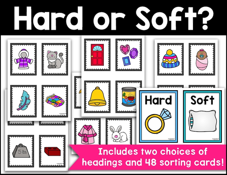 Hard and Soft Sort, Preschool Sorting Activity, Five Senses - Touch ...