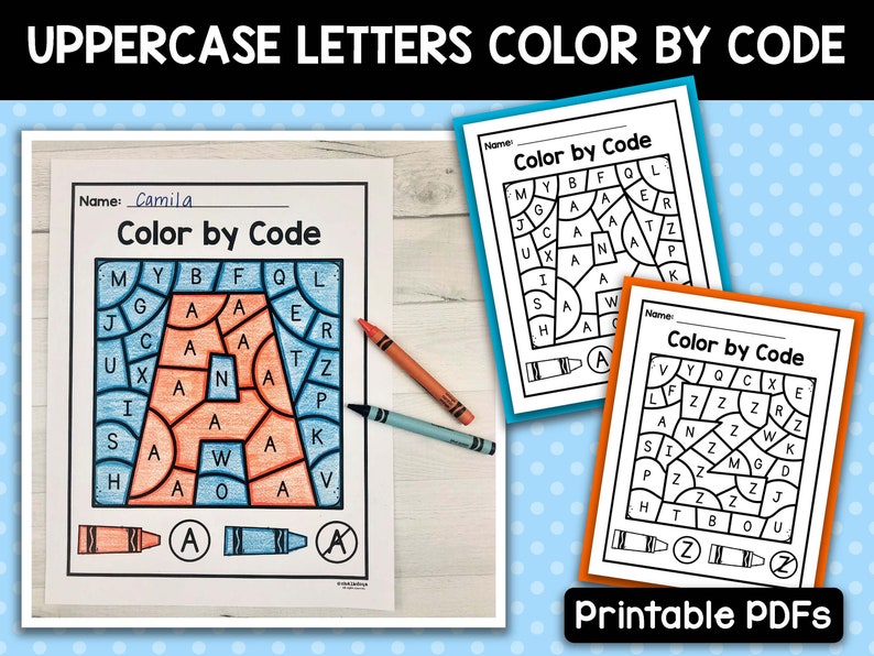 Uppercase Letter Recognition Color by Code Uppercase | Etsy