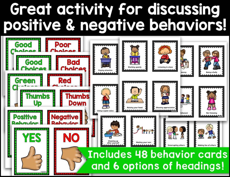 Behavior Sort, Good and Bad Choices, Positive and Negative Behavior ...