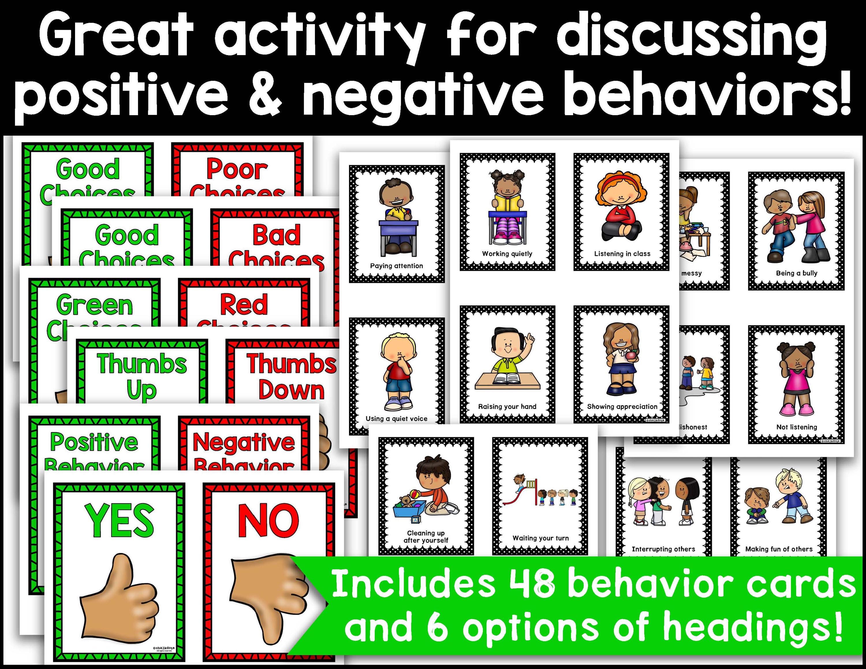 Behavior Sort, Good and Bad Choices, Positive and Negative Behavior ...