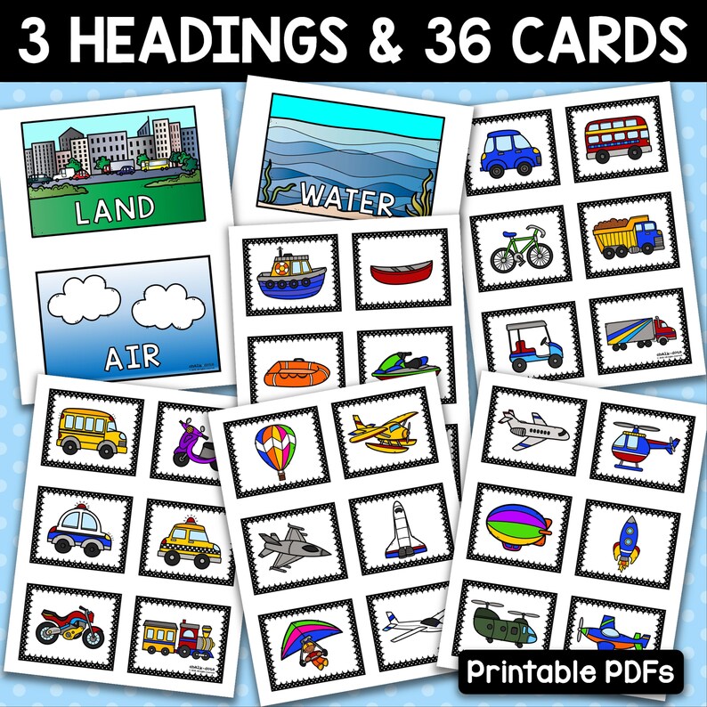 Transportation Sort Vehicle Sort Transportation Sorting - Etsy