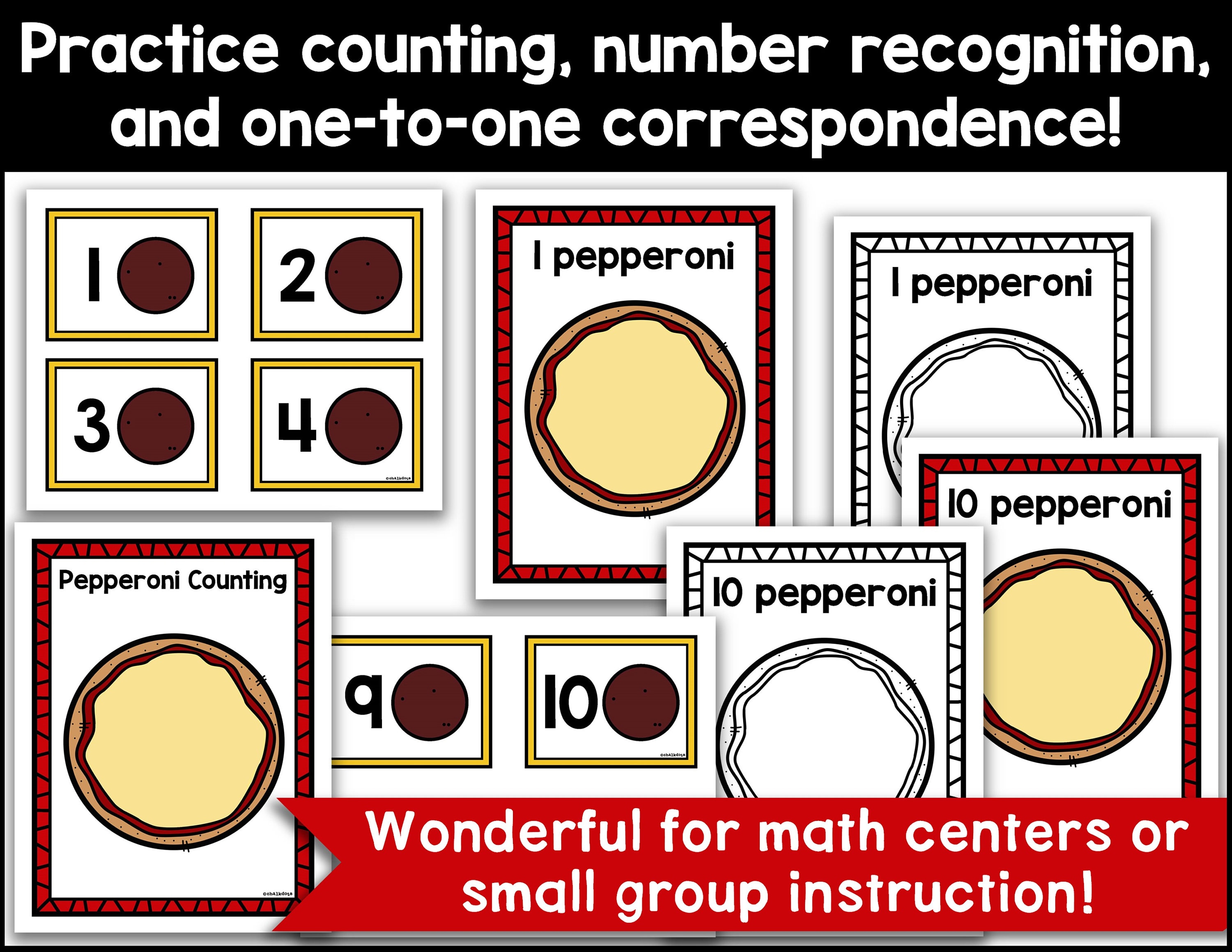 Pizza Counting Mats, Number Mats, Play Dough Mats, Numbers 1-10 ...