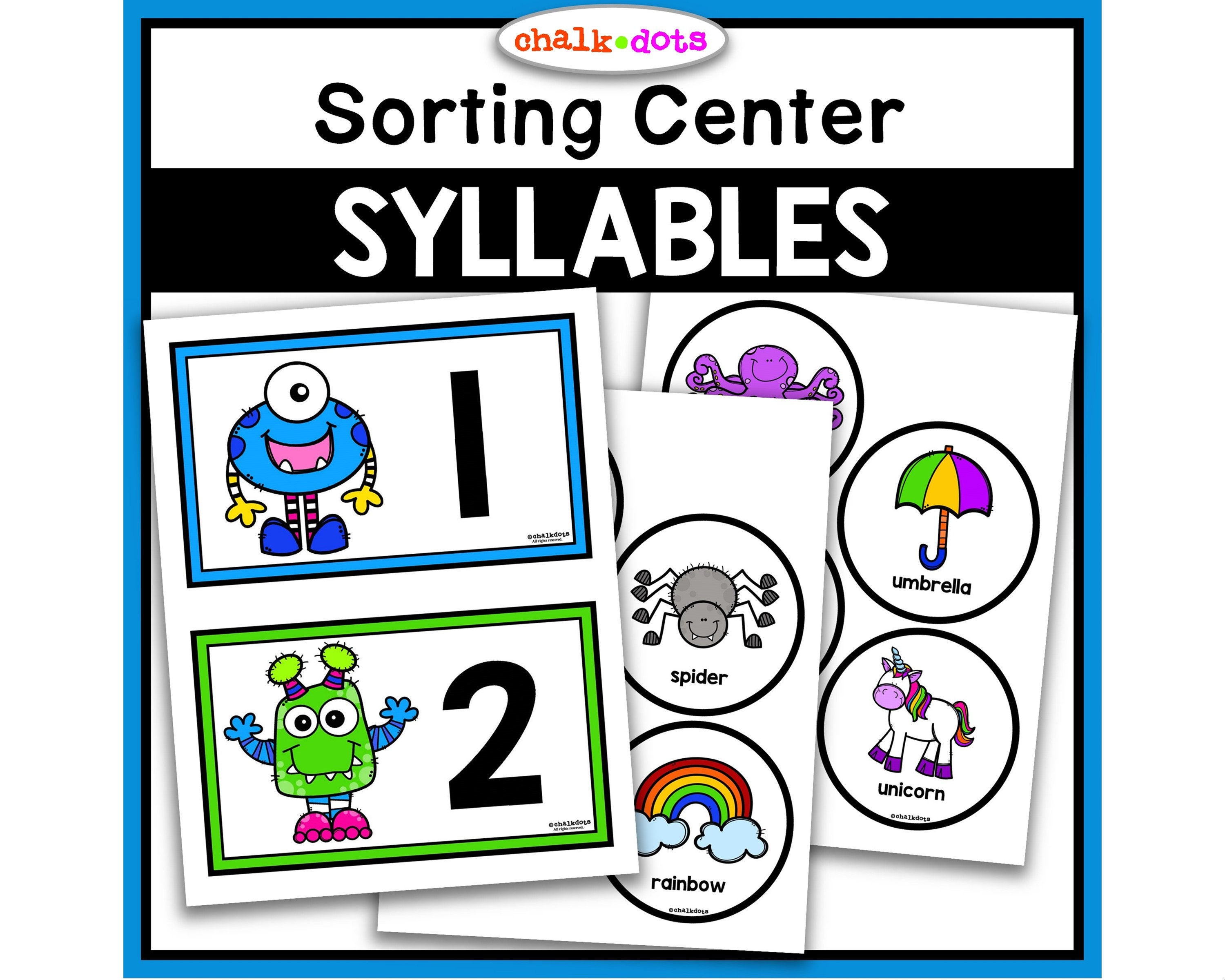 Syllable Sort, Counting Syllables, Reading, Learning Center, Circle ...