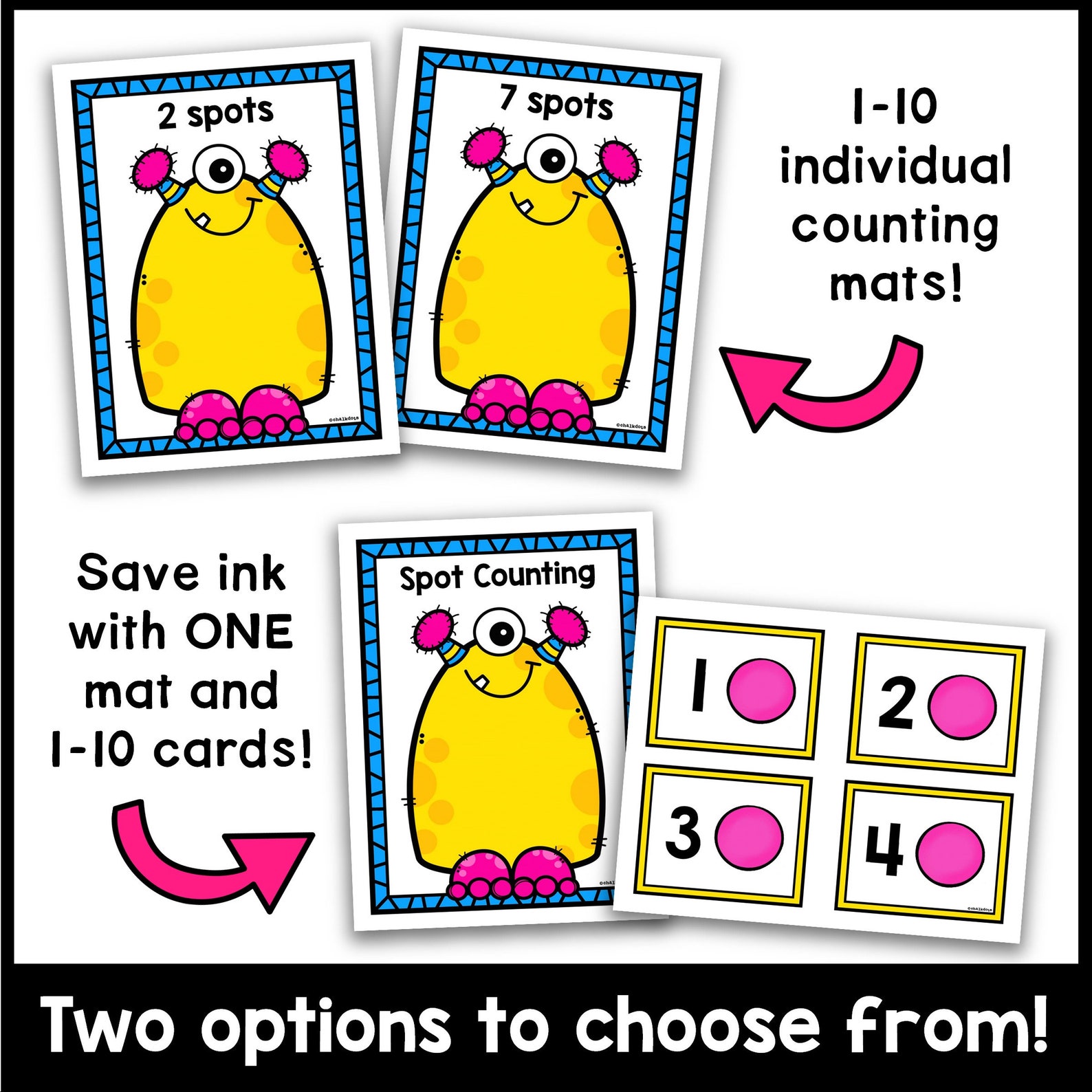 Monster Counting Mats, Number Mats, Play Dough Mats, Numbers, Counting ...