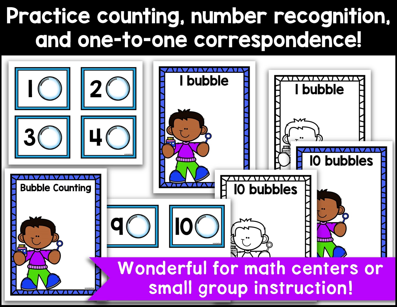 Bubble Counting Mats, Number Mats, Play Dough Mats, Numbers 1-10 ...