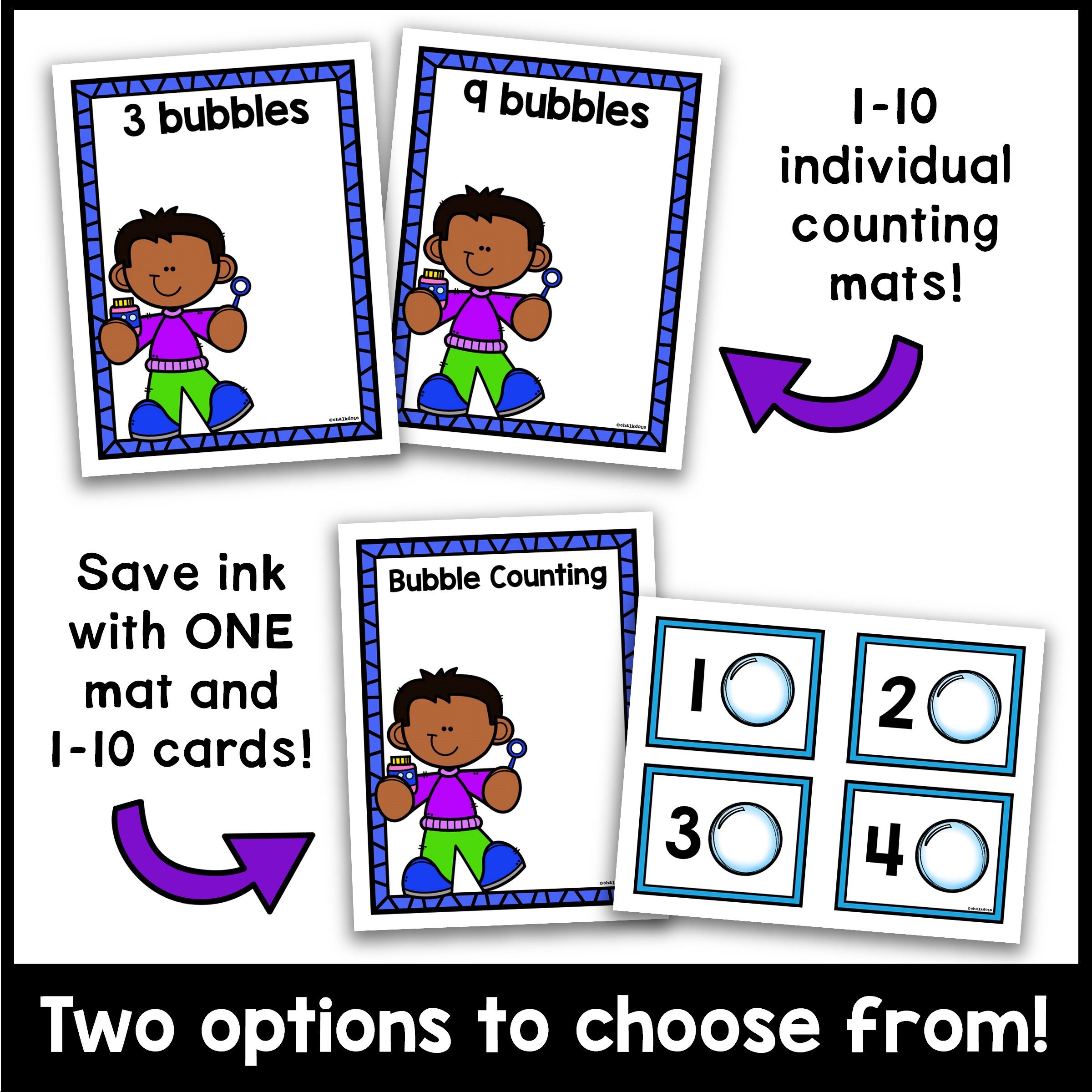 Bubble Counting Mats, Number Mats, Play Dough Mats, Numbers 1-10 ...