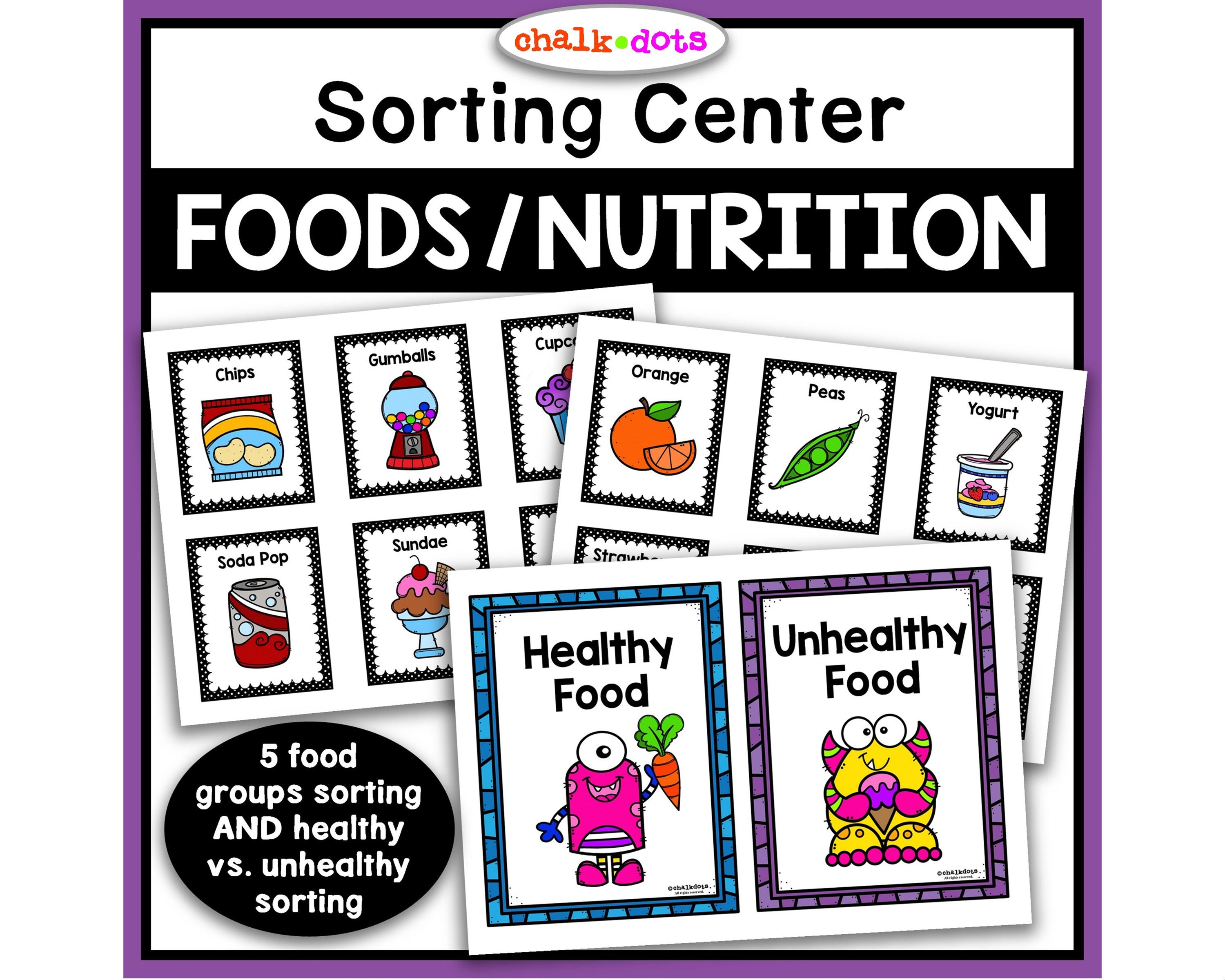 Food Group Sorting, Healthy Vs. Unhealthy Food Sorting, Nutrition ...