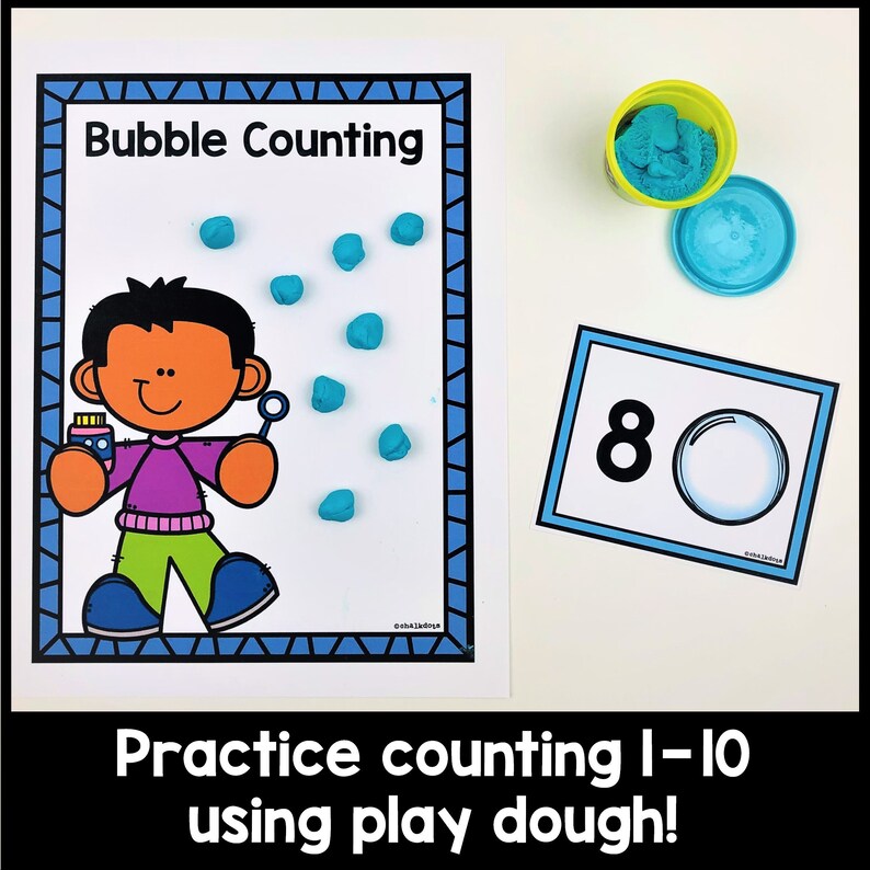 Bubble Counting Mats, Number Mats, Play Dough Mats, Numbers 1-10 ...