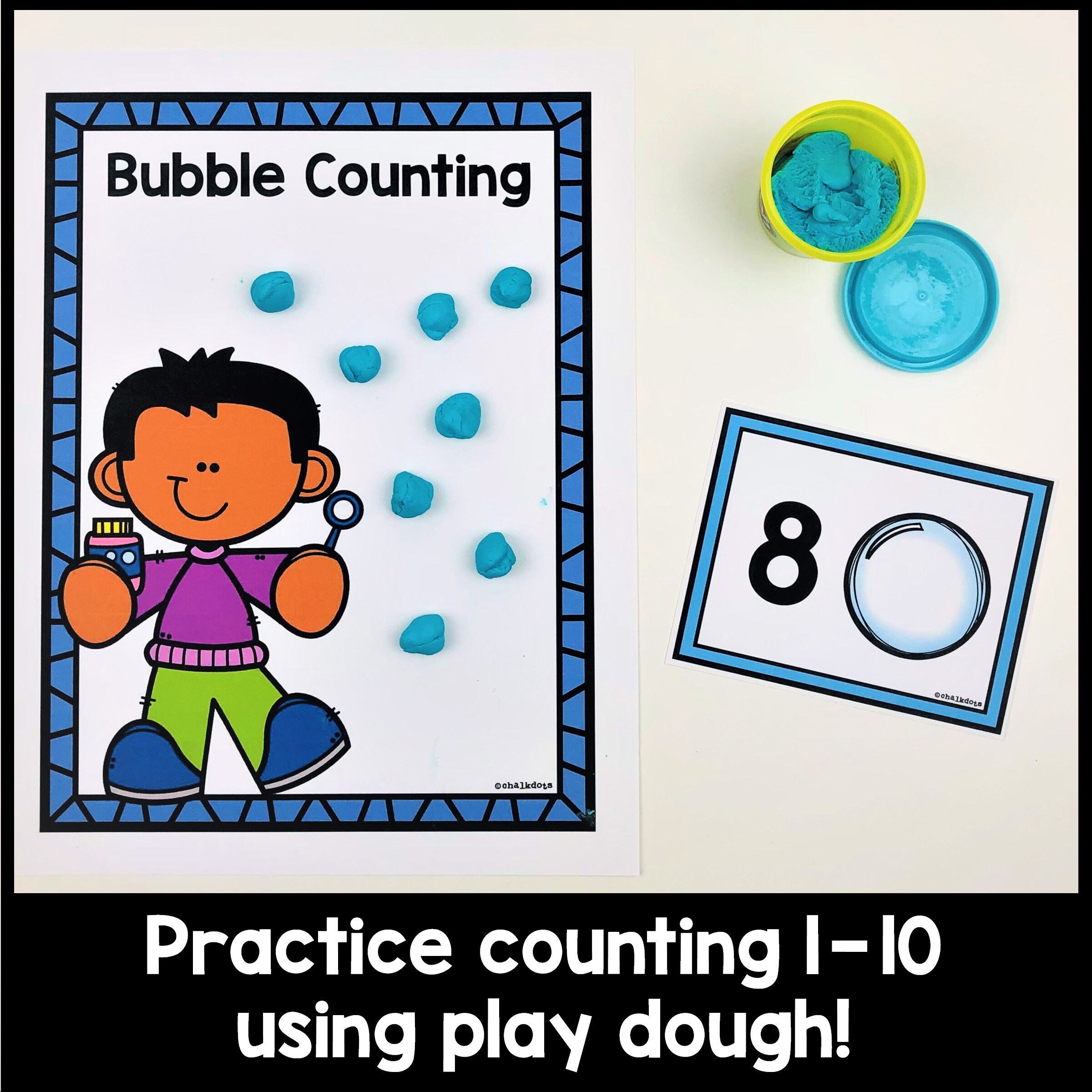 Bubble Counting Mats, Number Mats, Play Dough Mats, Numbers 1-10 ...