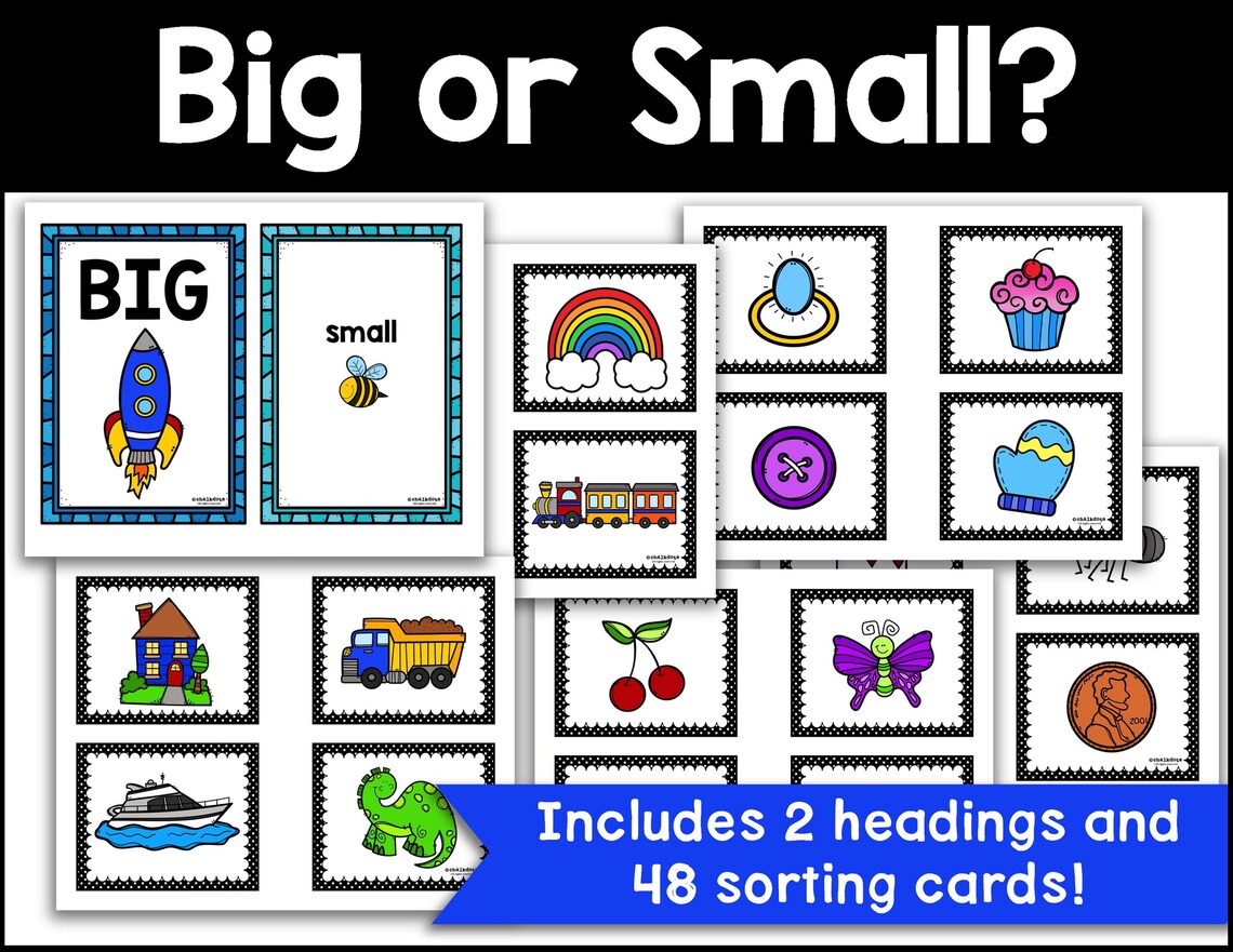 Big and Small Sorting, Preschool Sorting Activity, Learning Center ...