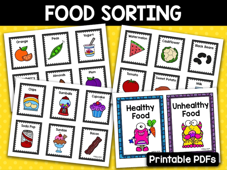 Food Group Sorting Healthy Vs. Unhealthy Food Sorting - Etsy