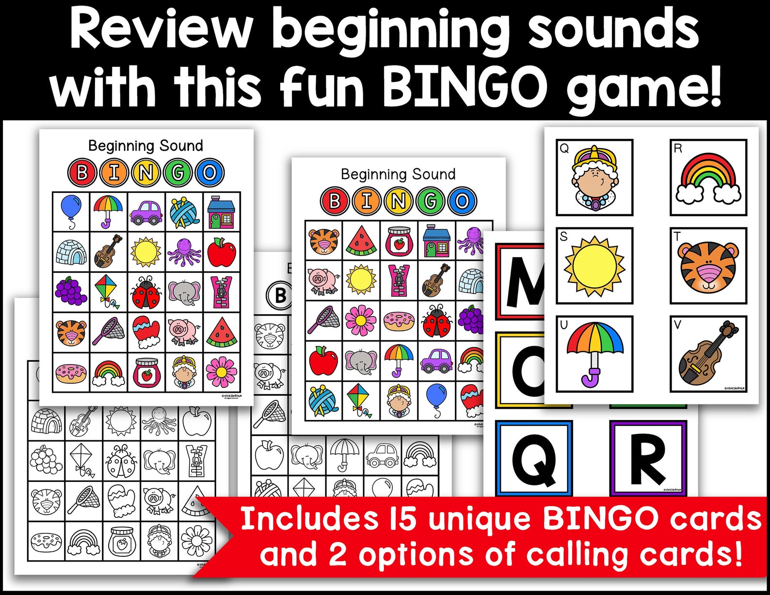Alphabet Bingo, Beginning Sound Bingo, Beginning Sound Review ...