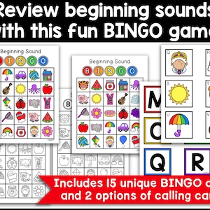 Alphabet Bingo, Beginning Sound Bingo, Beginning Sound Review ...
