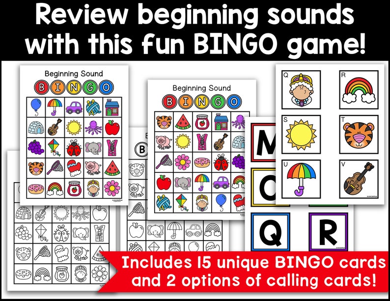 Alphabet Bingo, Beginning Sound Bingo, Beginning Sound Review ...