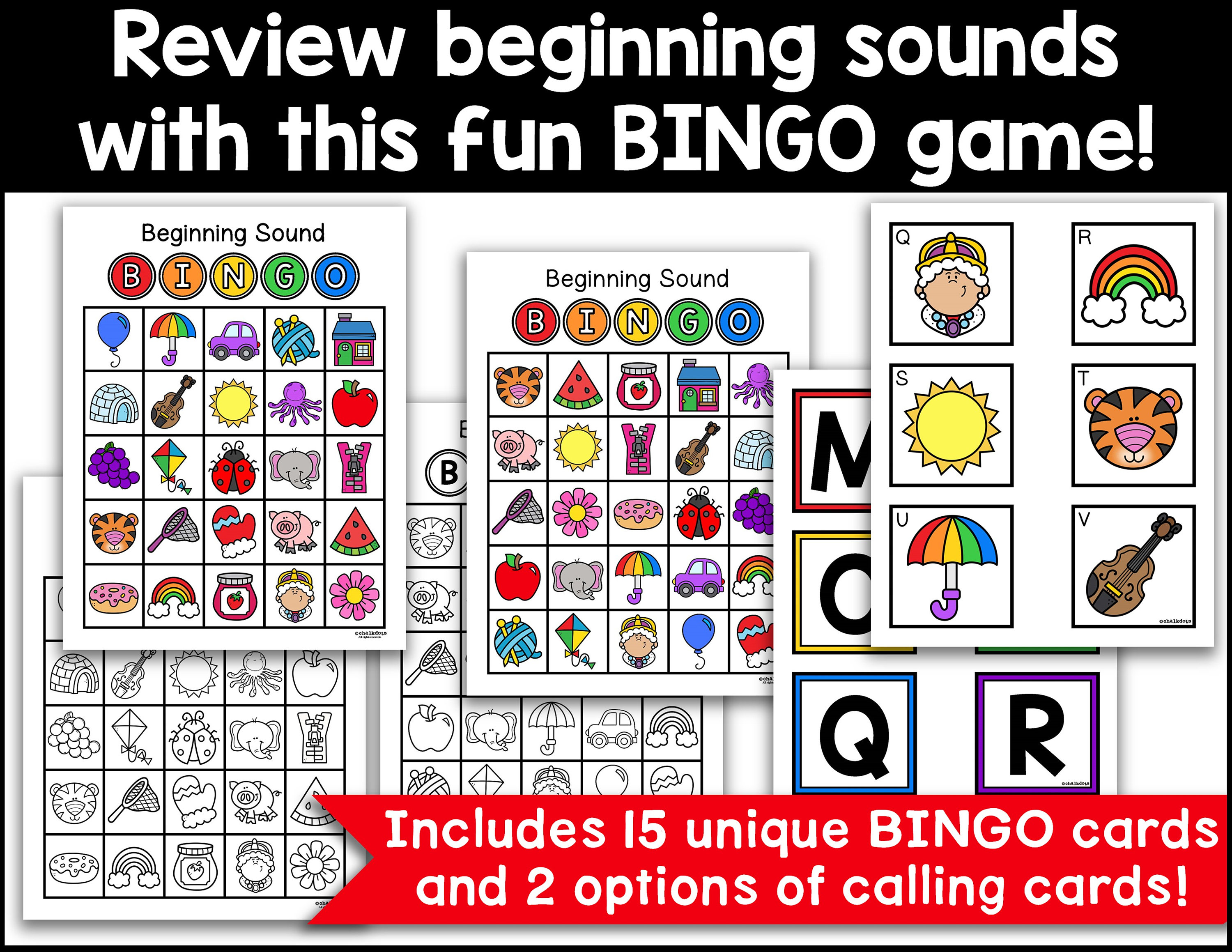 Alphabet Bingo, Beginning Sound Bingo, Beginning Sound Review ...