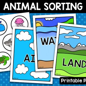 Animal Sort Air Land & Water Animals Animal Sorting | Etsy