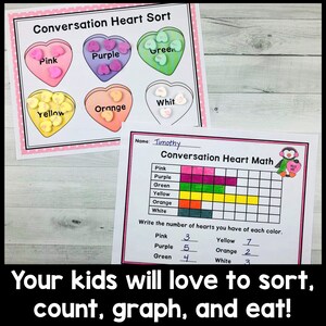 Valentine's Day Candy Heart Math Activities, Conversation Heart ...