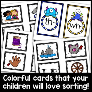 Digraph Sort, Beginning Digraphs, Digraph Sorting Cards, Phonics, Prek ...