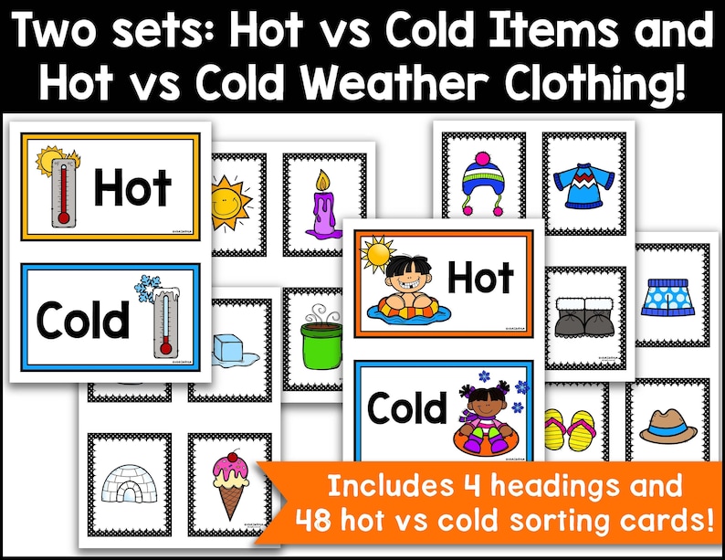 Hot and Cold Sorting, Clothing Sort, Preschool, Prek, Kindergarten ...