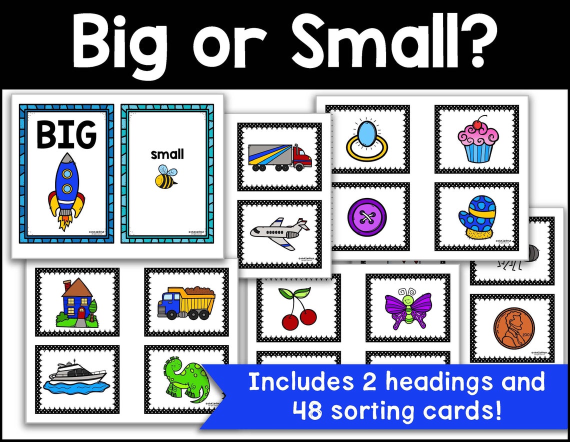 Big Vs. Small Sort, Big and Small Sorting, Comparing Sizes, Big and ...