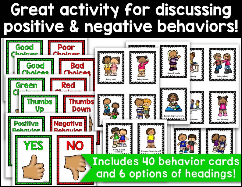 Behavior Sort Good and Bad Choices Positive and Negative - Etsy