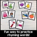 Rhyming Words, Rhyming Cards, Matching Game, Partner Cards, Preschool ...