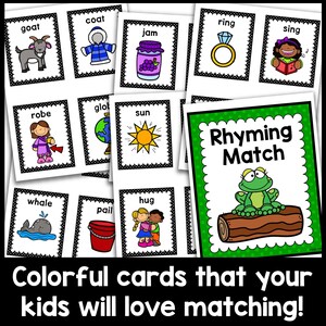 Rhyming Words, Rhyming Cards, Matching Game, Partner Cards, Preschool ...