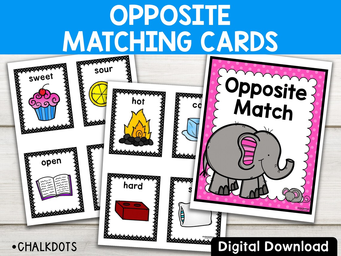 Opposite Match Matching Game Opposite Cards Antonyms - Etsy