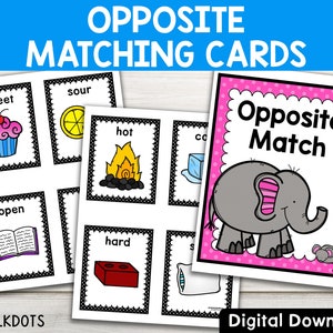Opposite Match Matching Game Opposite Cards Antonyms - Etsy