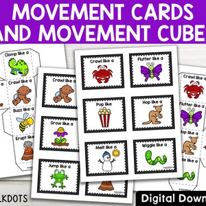 Movement Cards Movement Cubes Action Cards Preschool Prek - Etsy