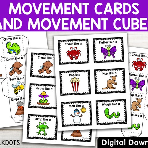 Movement Cards Movement Cubes Action Cards Preschool Prek - Etsy