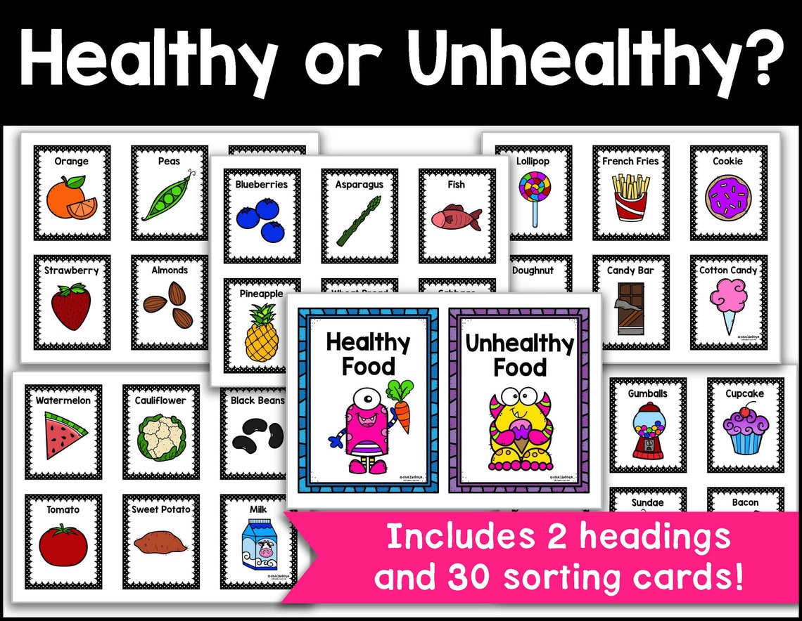 Food Group Sorting, Healthy Vs. Unhealthy Food Sorting, Nutrition ...