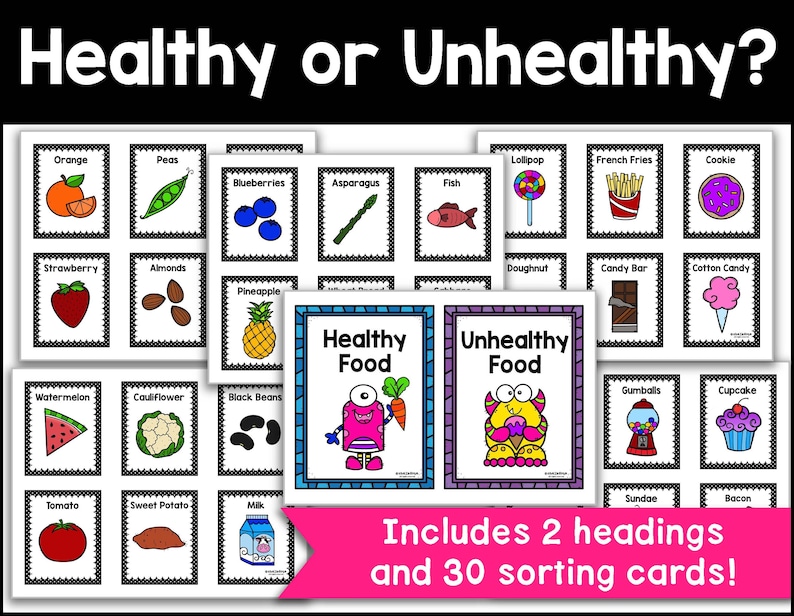 Food Group Sorting, Healthy Vs. Unhealthy Food Sorting, Nutrition ...