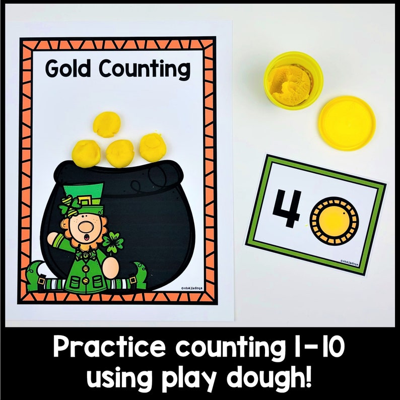 St. Patrick's Day Counting Mats, Number Mats, Play Dough Mats, Numbers ...