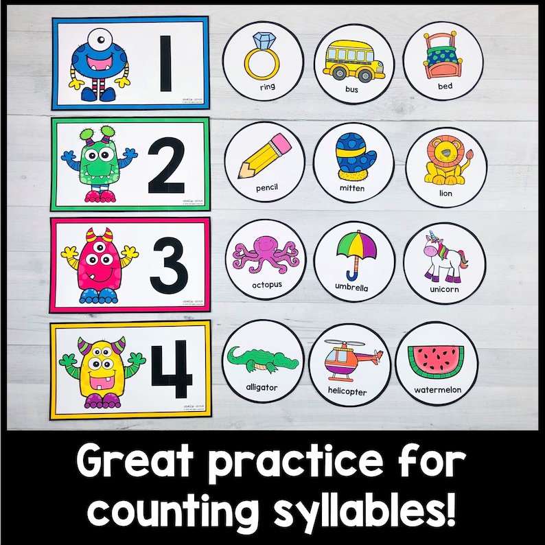 Syllable Sort, Counting Syllables, Reading, Learning Center, Circle ...