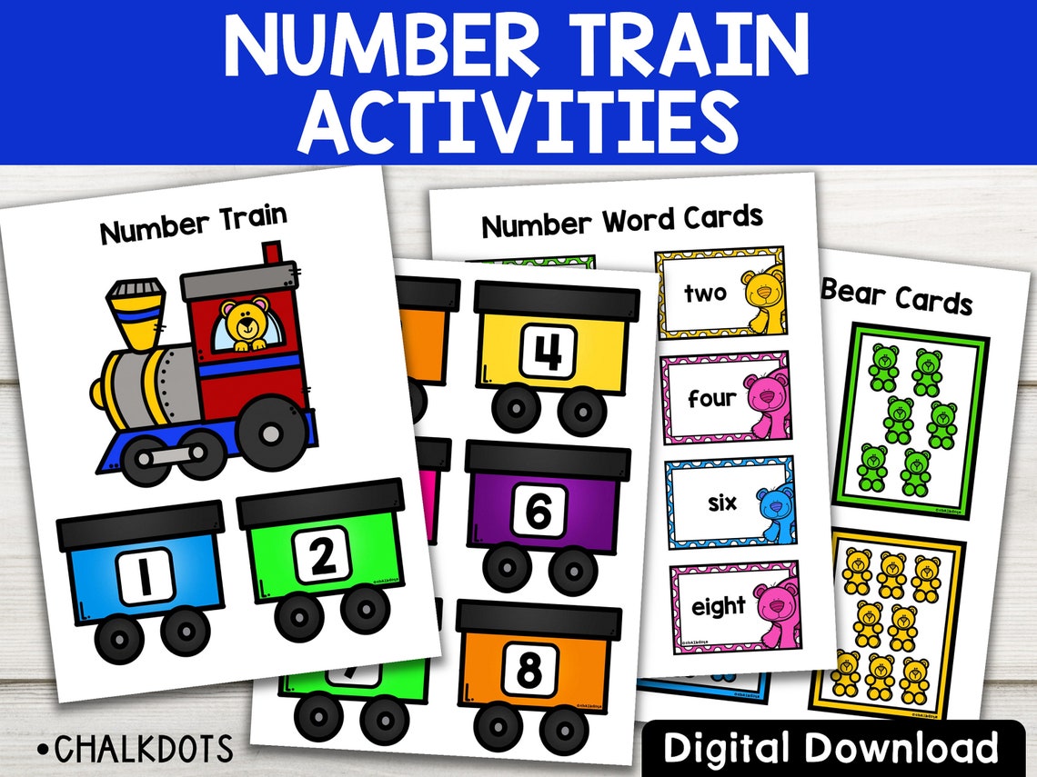Number Train Number Activities Counting Number Recognition - Etsy
