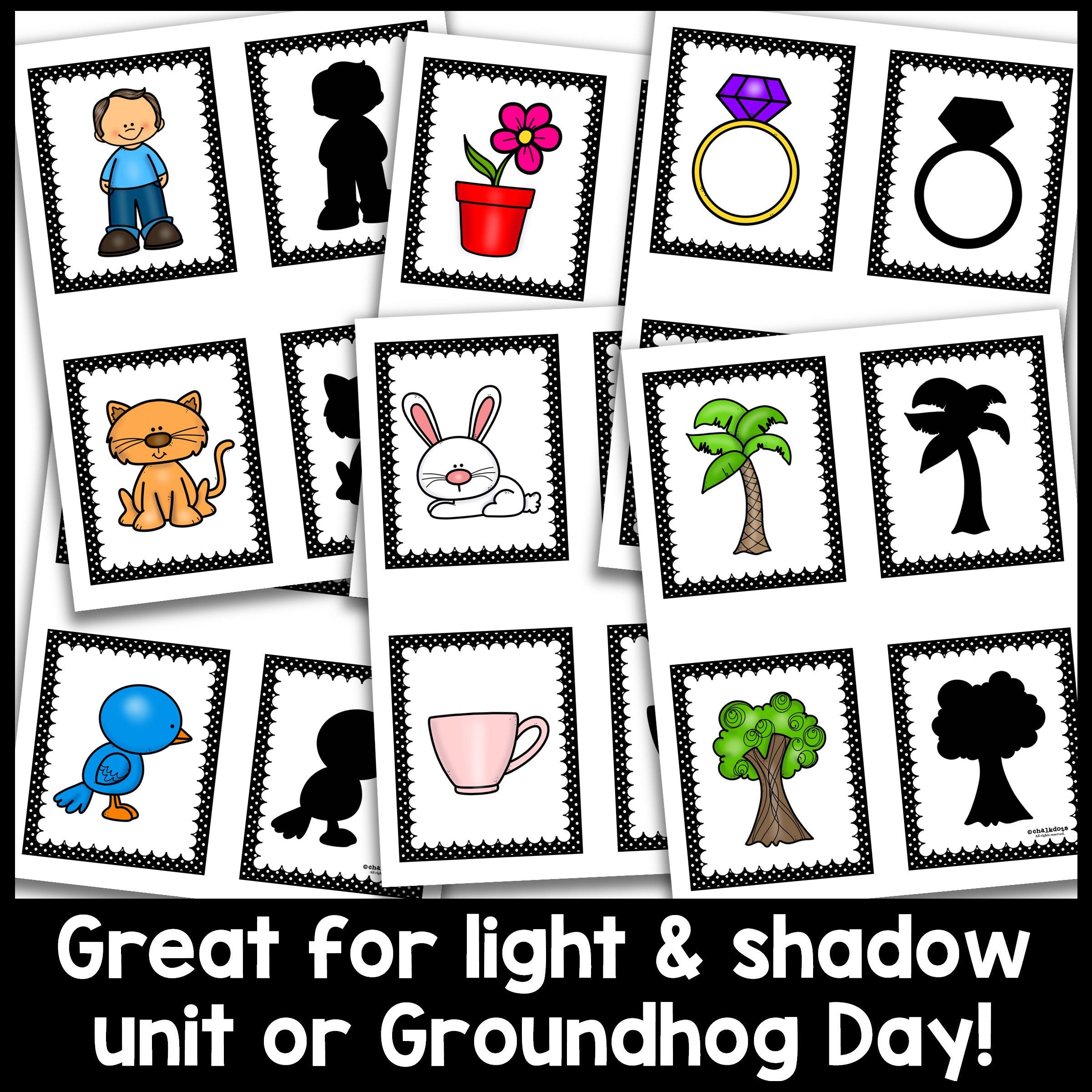 Shadow Matching Activity, Groundhog Day, Light and Shadow Unit ...