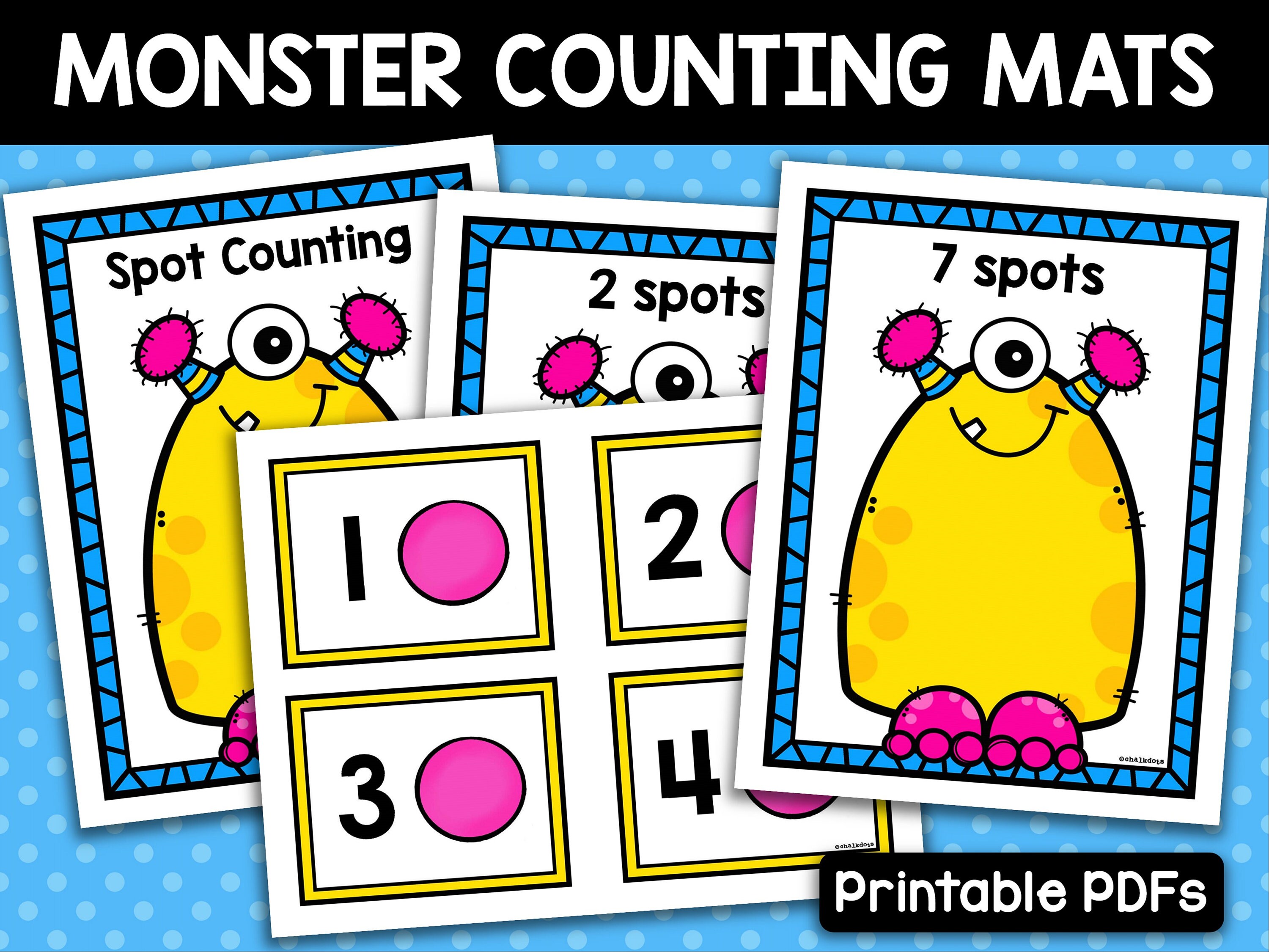 Monster Counting Mats Number Mats Play Dough Mats Numbers - Etsy