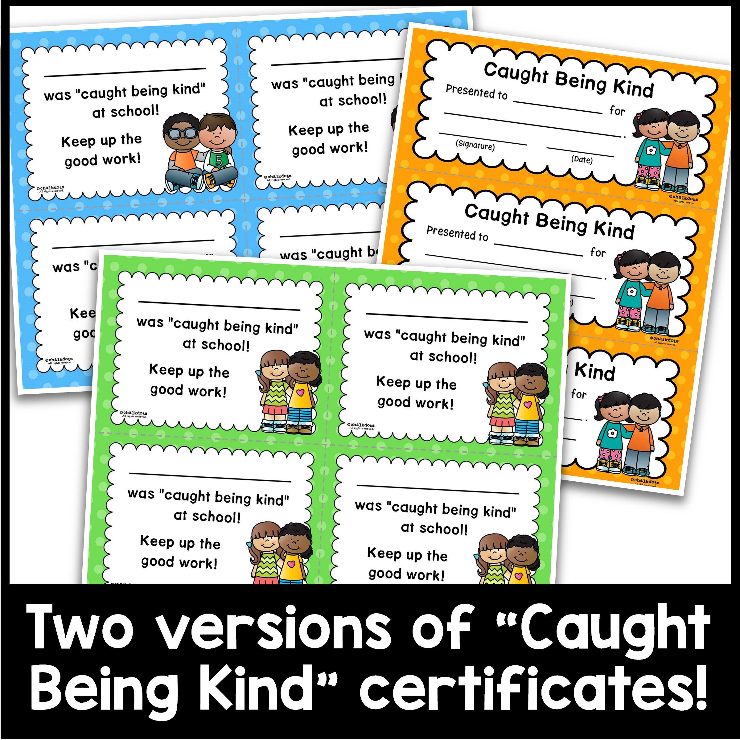 Caught Being Kind Certificates, Random Acts of Kindness Cards ...