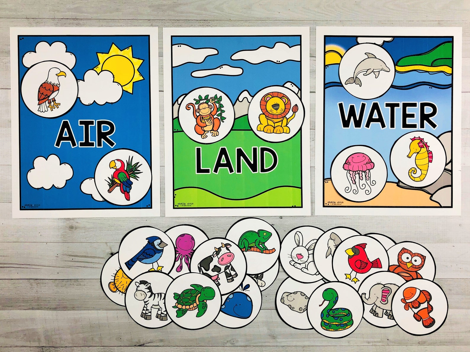 Animal Sort Air Land & Water Animals Animal Sorting | Etsy