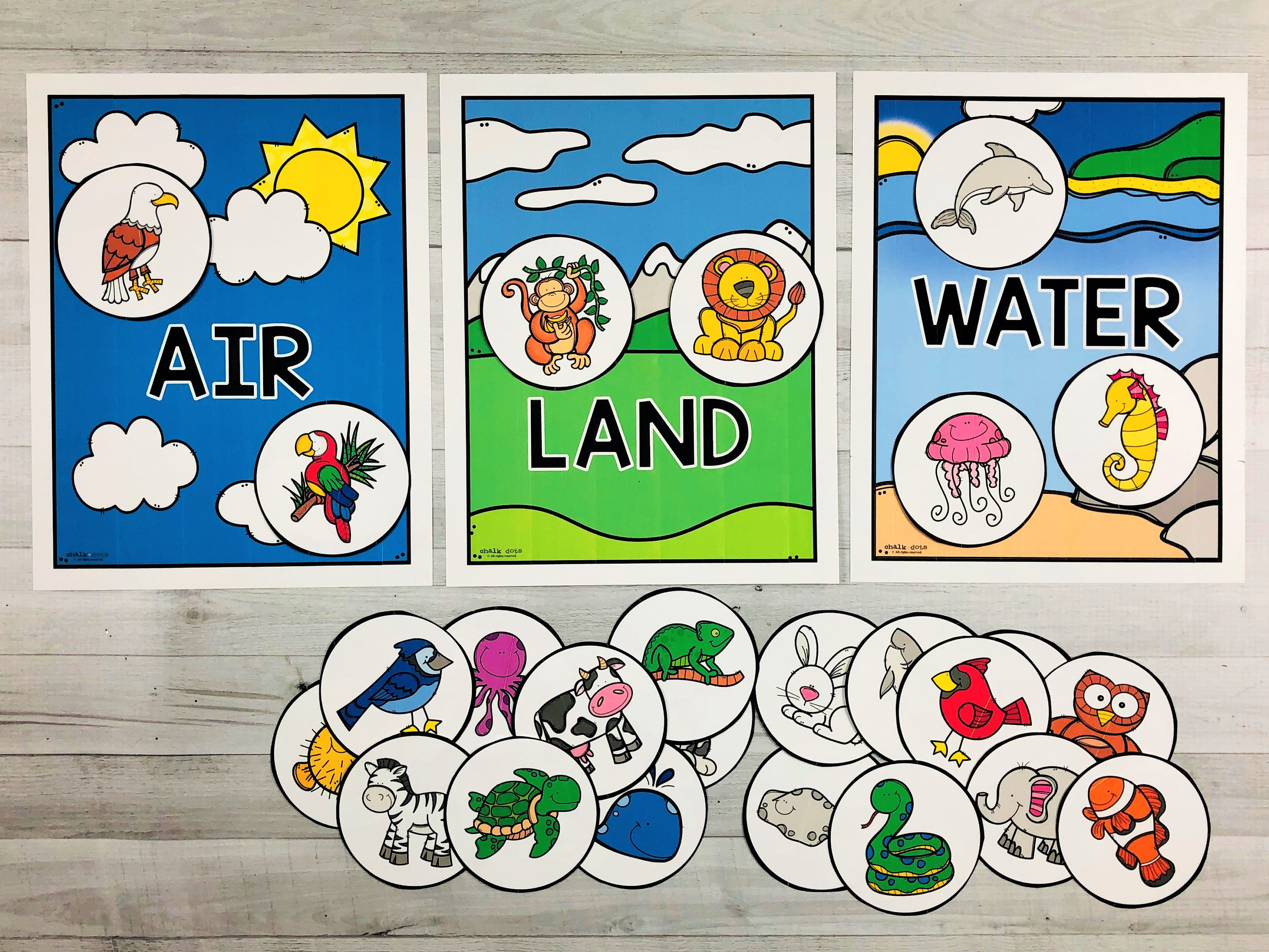 Animal Sort Air Land & Water Animals Animal Sorting | Etsy