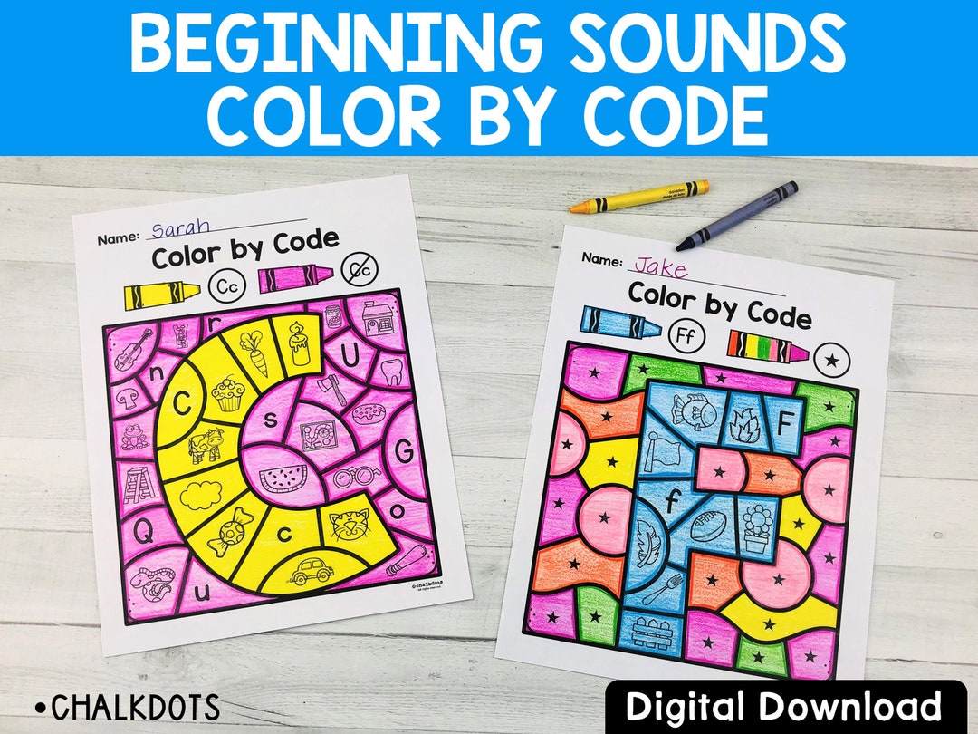 Beginning Sounds Color by Code Alphabet Printables Initial - Etsy