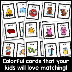 Opposite Match, Matching Game, Opposite Cards, Antonyms, Partner Cards ...