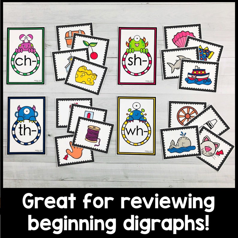 Digraph Sort, Beginning Digraphs, Digraph Sorting Cards, Phonics, Prek ...