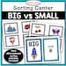 Big and Small Sorting, Preschool Sorting Activity, Learning Center ...