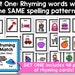Rhyming Words, Rhyming Cards, Matching Game, Partner Cards, Preschool ...
