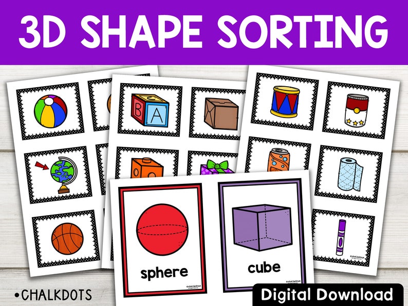 3D Shapes Solid Shapes Shape Sort 3D Shape Recognition - Etsy