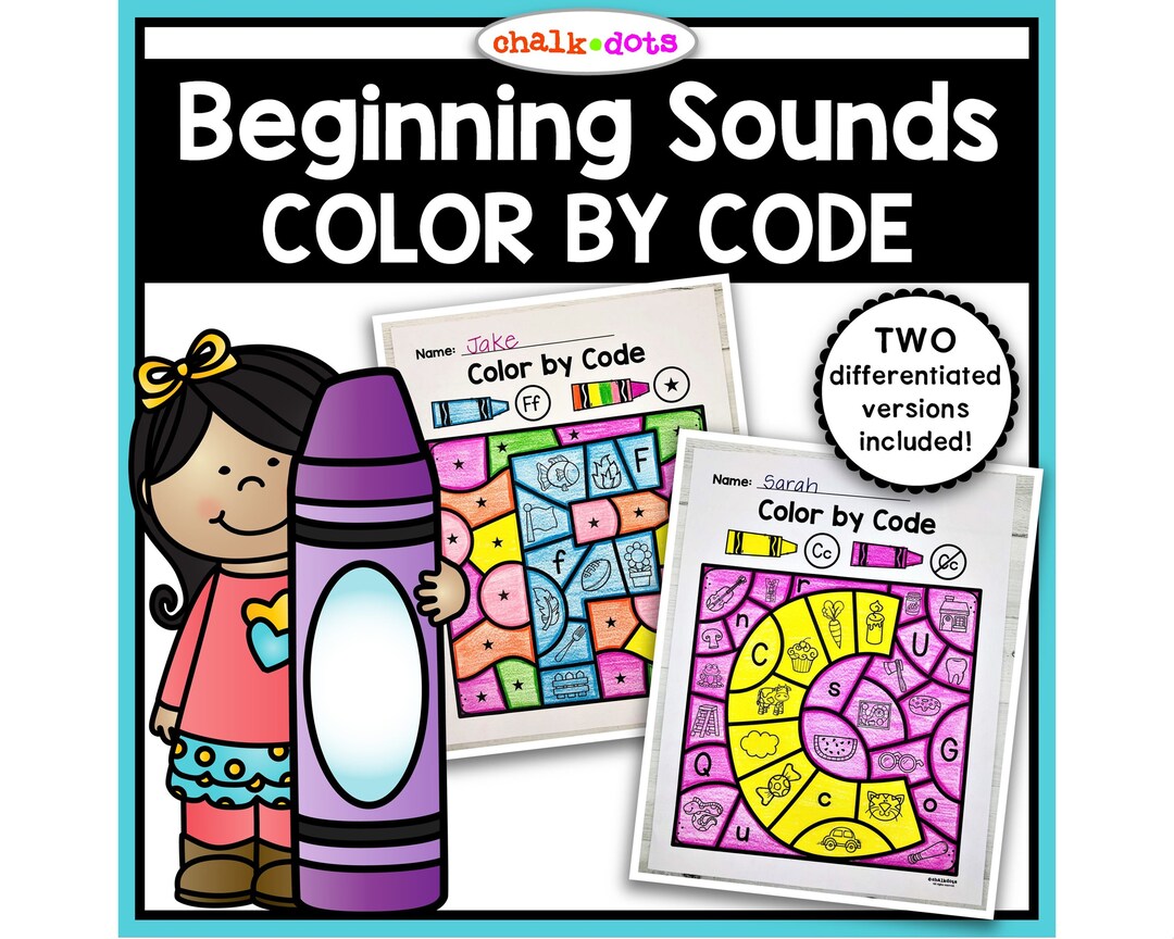 Beginning Sounds, Color by Code, Alphabet Printables, Initial Sounds ...