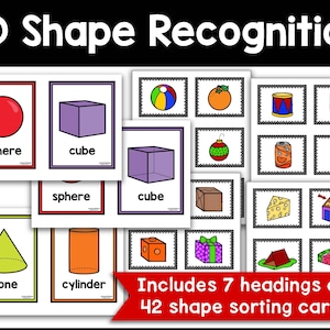 3D Shapes, Solid Shapes, Shape Sort, 3D Shape Recognition, Math Center ...