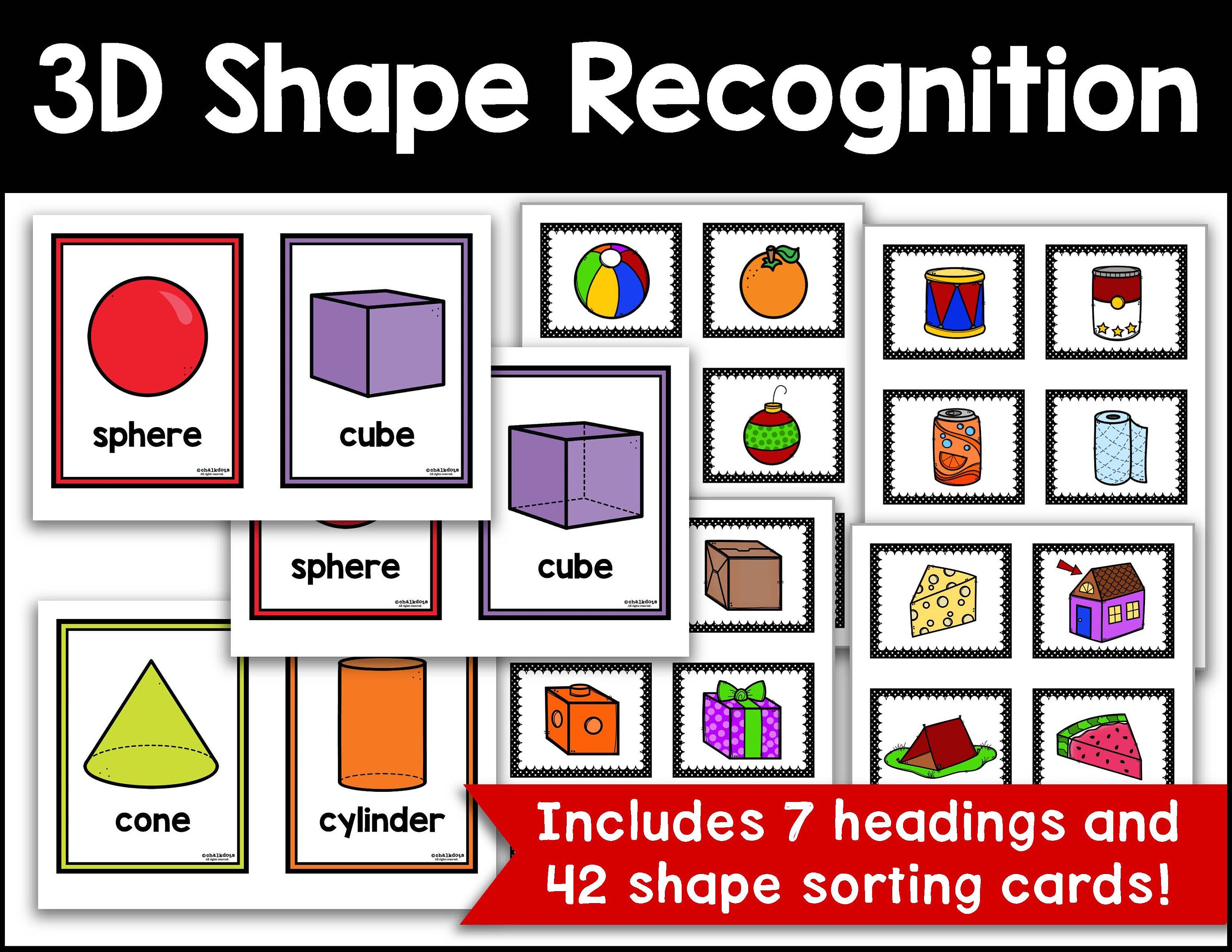 3D Shapes, Solid Shapes, Shape Sort, 3D Shape Recognition, Math Center ...